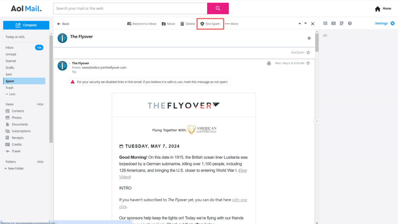 AOL Mail Whitelisting Guide - Join The Flyover